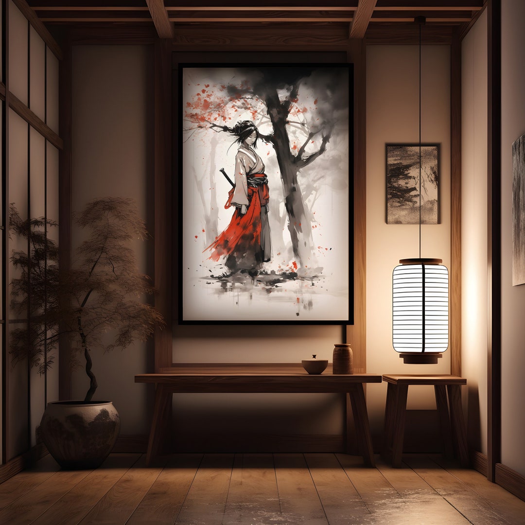Japanese Female Samurai, Martial Artist Poster, Girl With a Sword ...