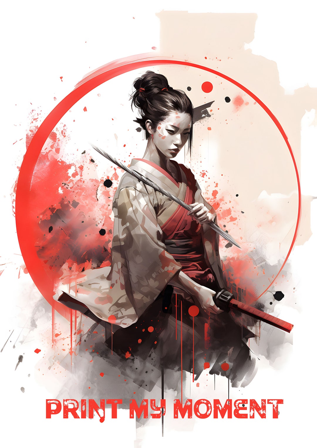 Japanese Female Samurai, Martial Artist Poster, Girl With a Sword ...