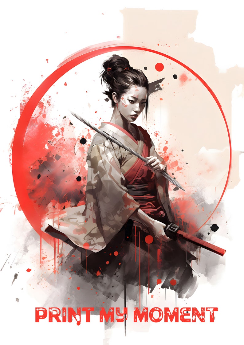 Japanese Female Samurai, Martial Artist Poster, Girl With a Sword ...
