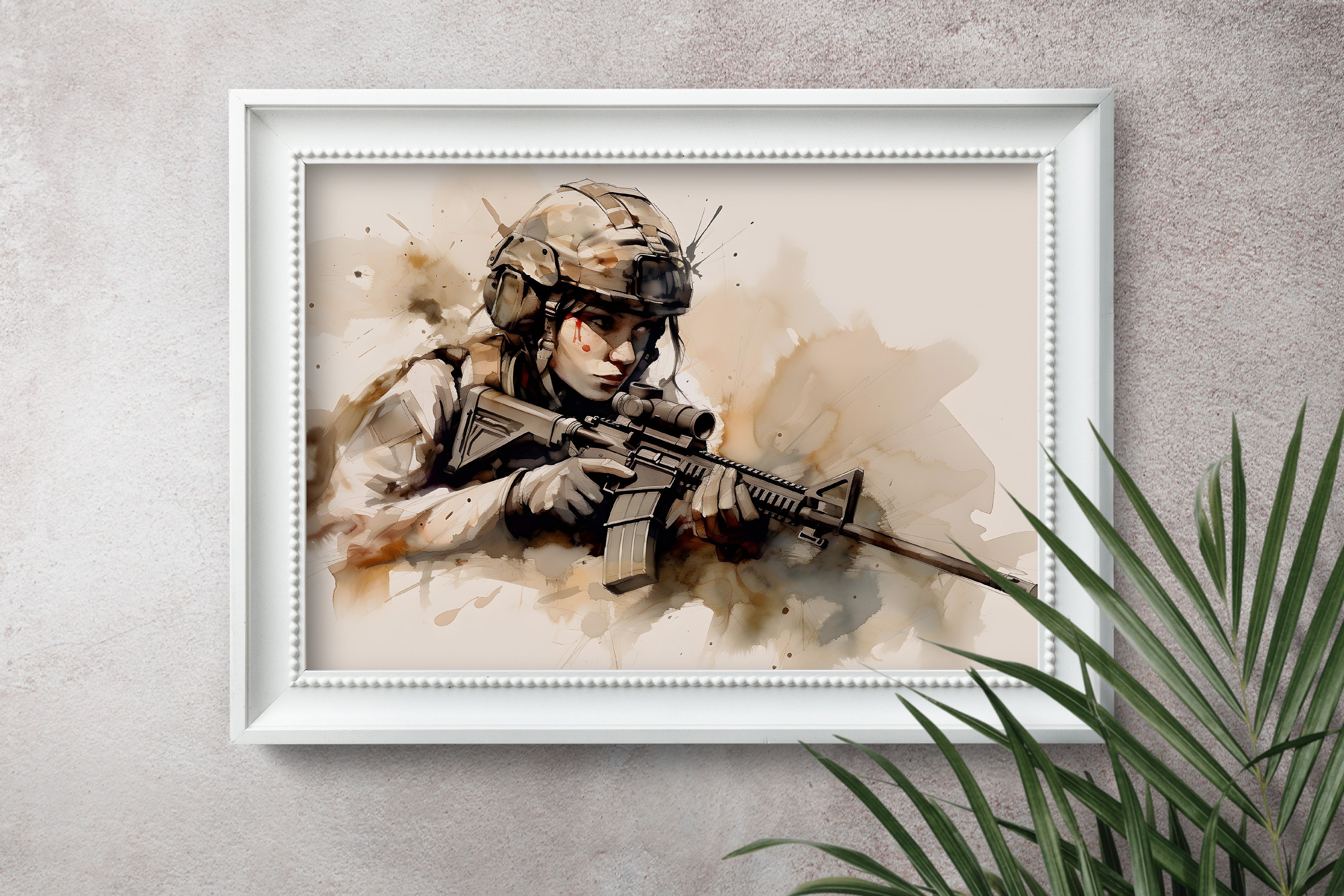 Soldier Female Warrior With a Gun, Female Warrior Series, Sniper, Wall ...