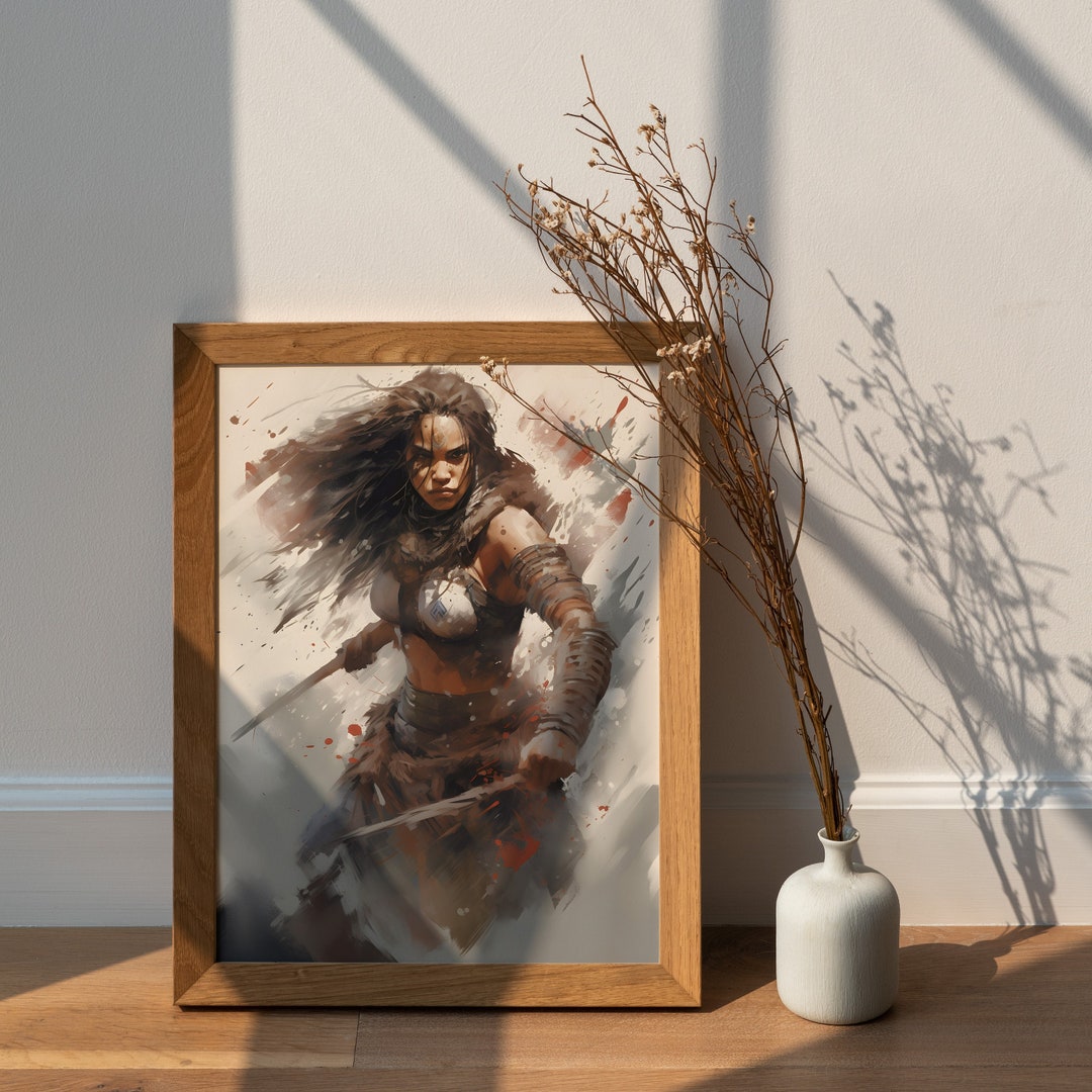 Maori Female Warrior, Woman Martial Artist Poster, Digital Art Instant ...