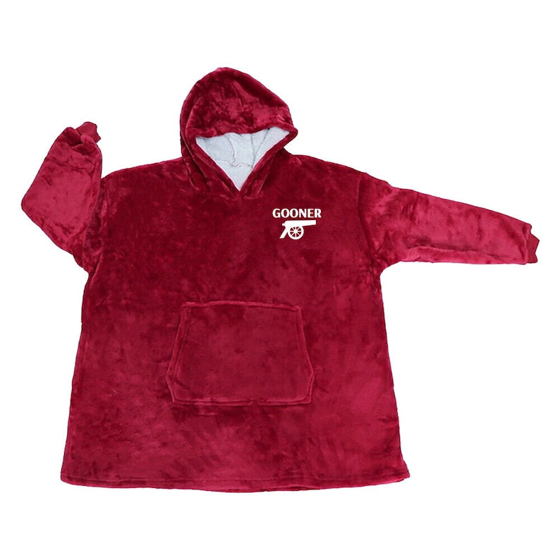 GOONER ARSENAL RED Oodie Snoodie Style Fleece Oversized Hoodie Blanket ...