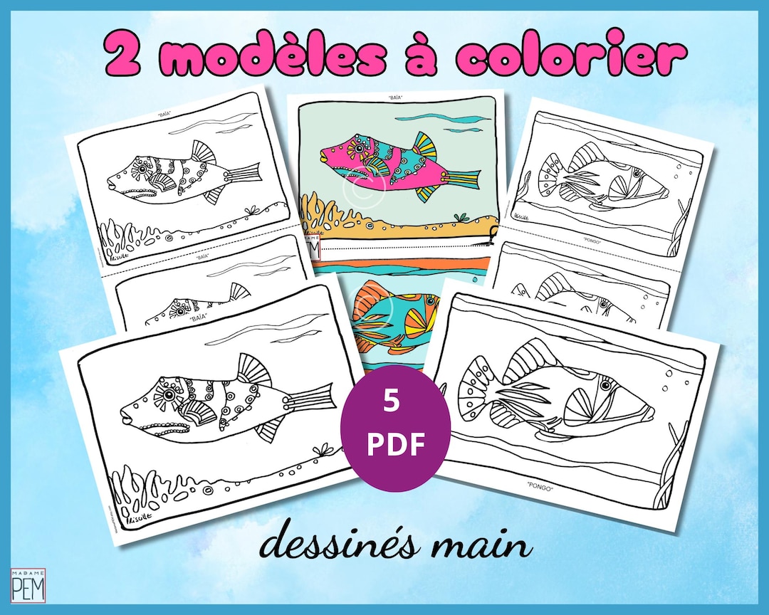 Coloring Pages. Hand Drawn Fish. PANGO and BAIA Models. to Print. A4 ...