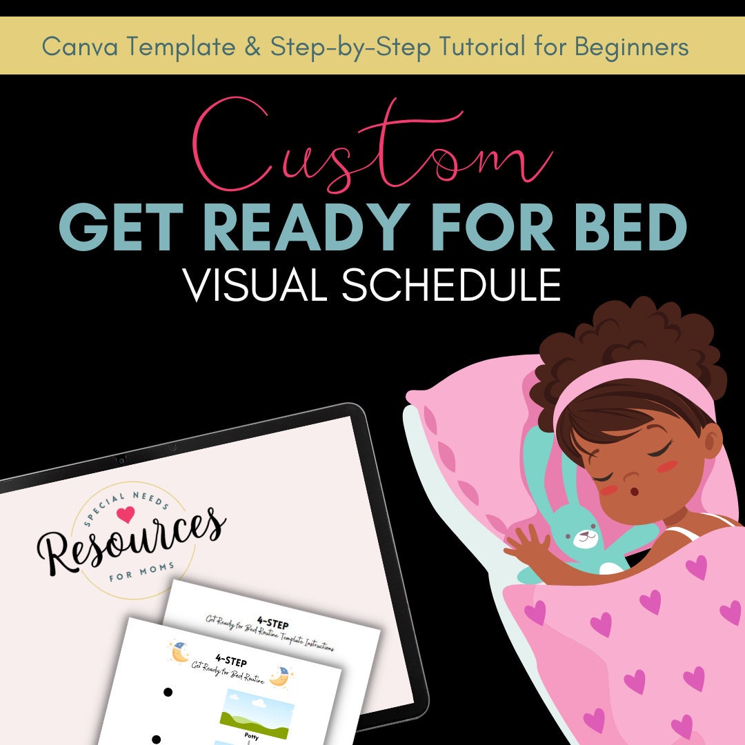 4-step Visual Schedule Canva Template: Get Ready for Bed Myself WITH ...