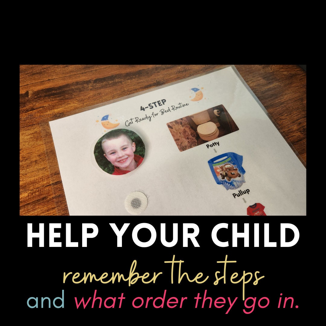 4-step Visual Schedule Canva Template: Get Ready for Bed Myself WITH ...