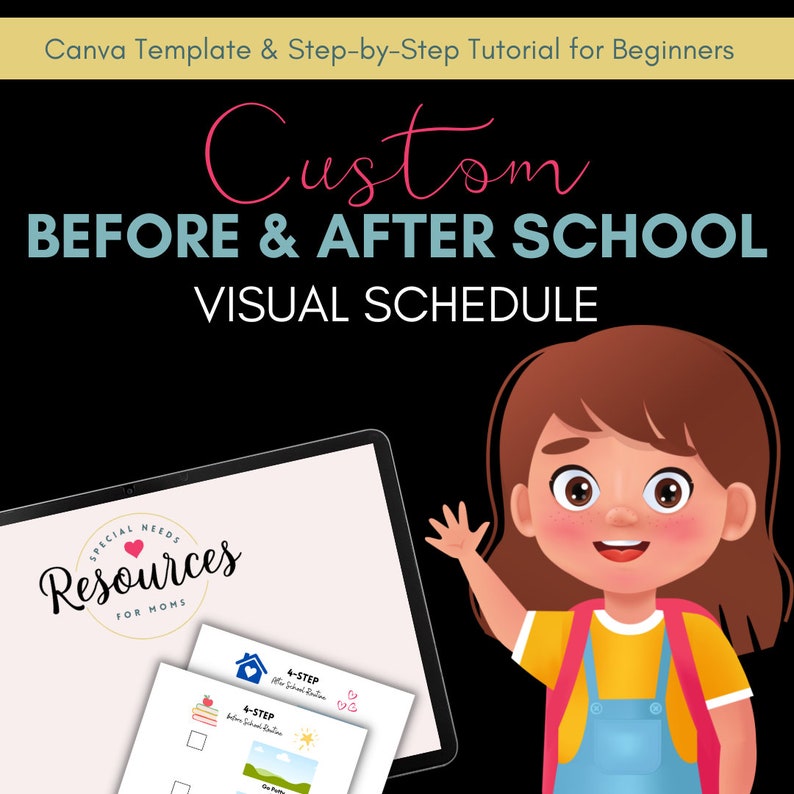 4-step Visual Schedule Canva Template: Before & After School Routine ...