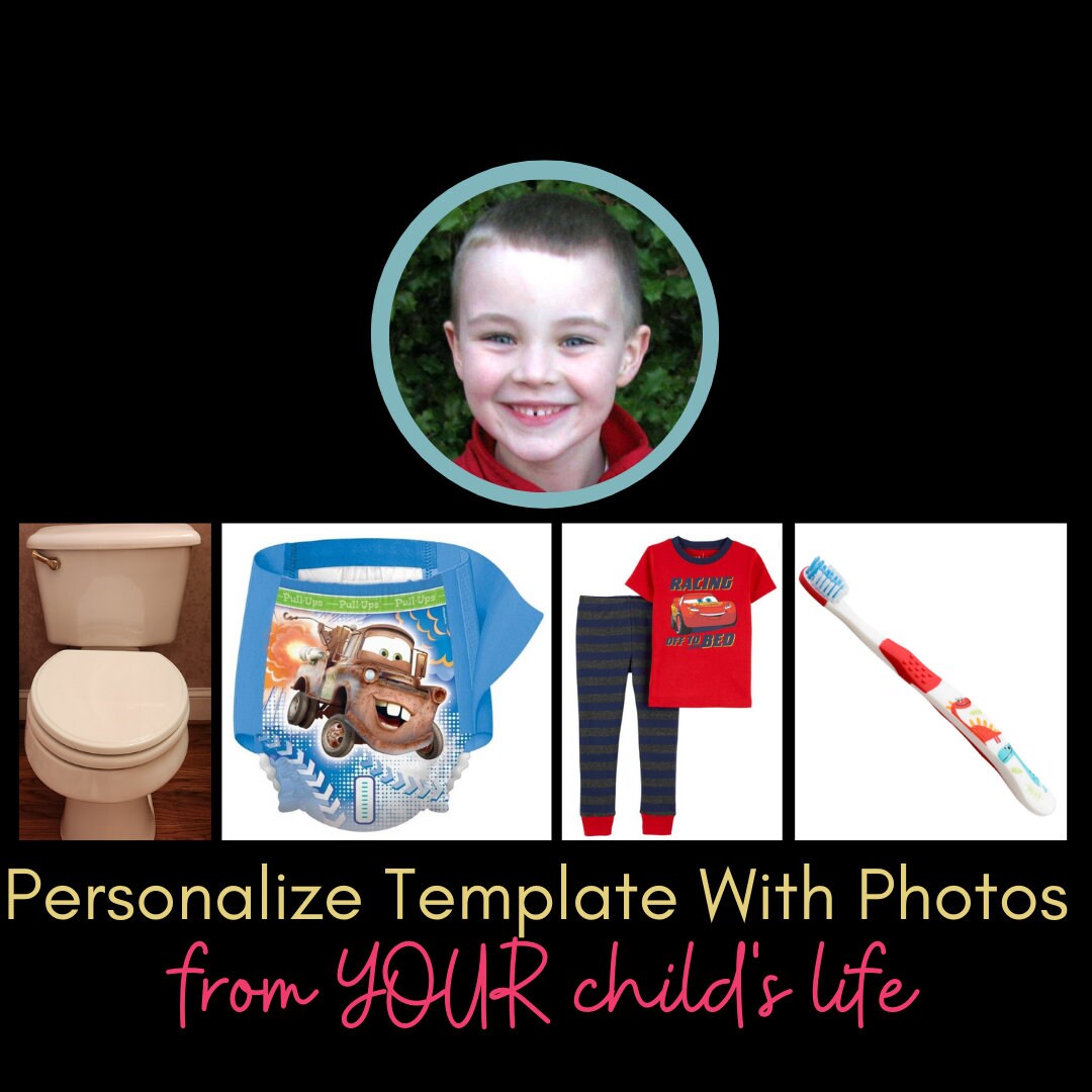 4-step Visual Schedule Canva Template: Get Ready for Bed Myself WITH ...