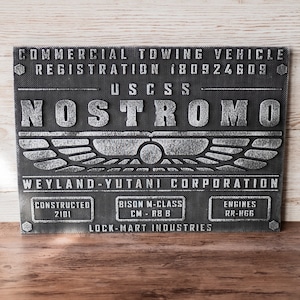 USCSS Nostromo Alien Movie Wall Carving. Weyland Yutani 3D Sign ...