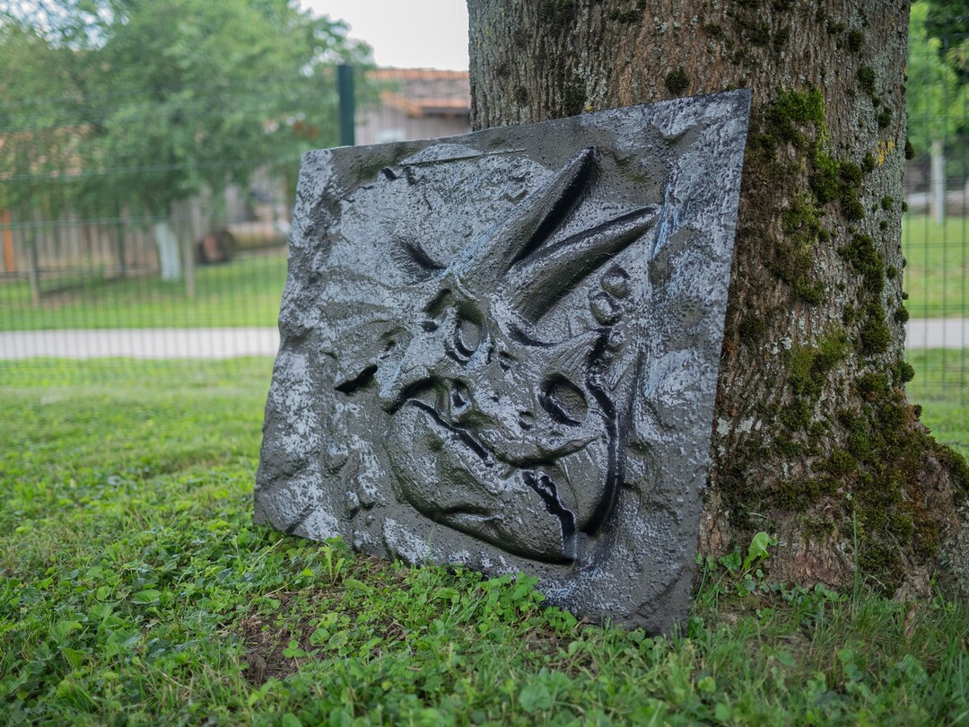Triceratops Skull Fossil Carving. 3D Relief. Prehistoric Wall Art. Many ...