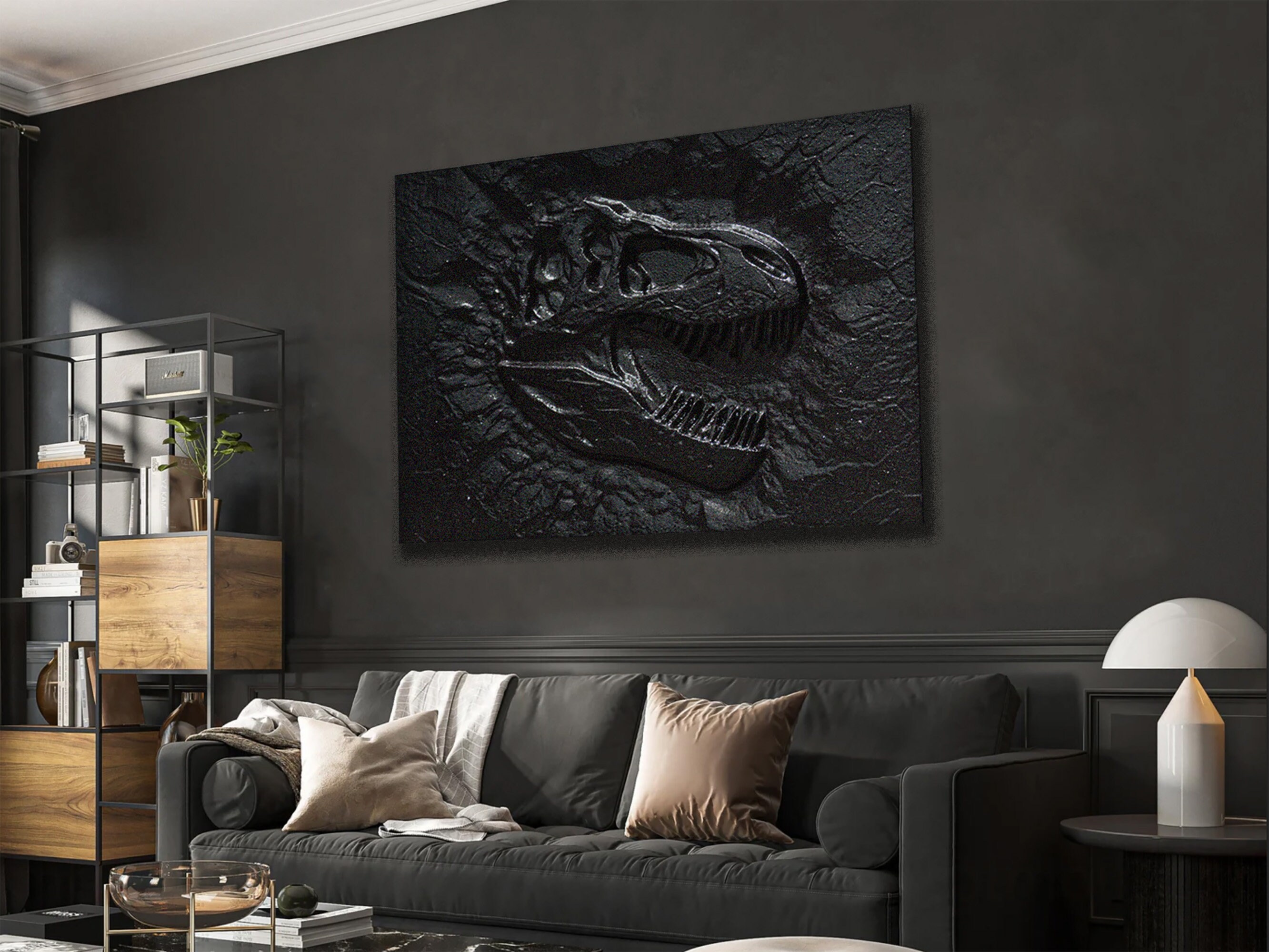 T-rex Triceratops Pterodactyl Dinosaur Set of 3. Skull Fossil Carving ...