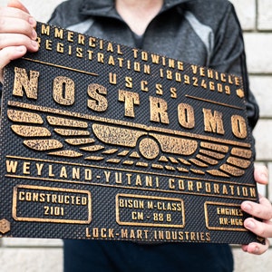 USCSS Nostromo Alien Movie Wall Carving. Weyland Yutani 3D Sign ...