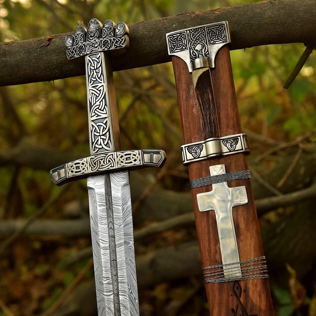 Damascus Viking Swords With Scabbard Replica.ragnar Sword, Northman ...