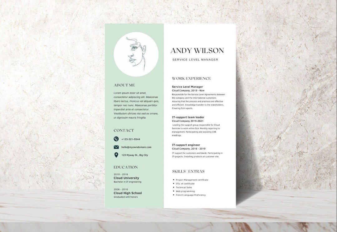 CV Resume Template Word 2023 Design Professional green - Etsy México