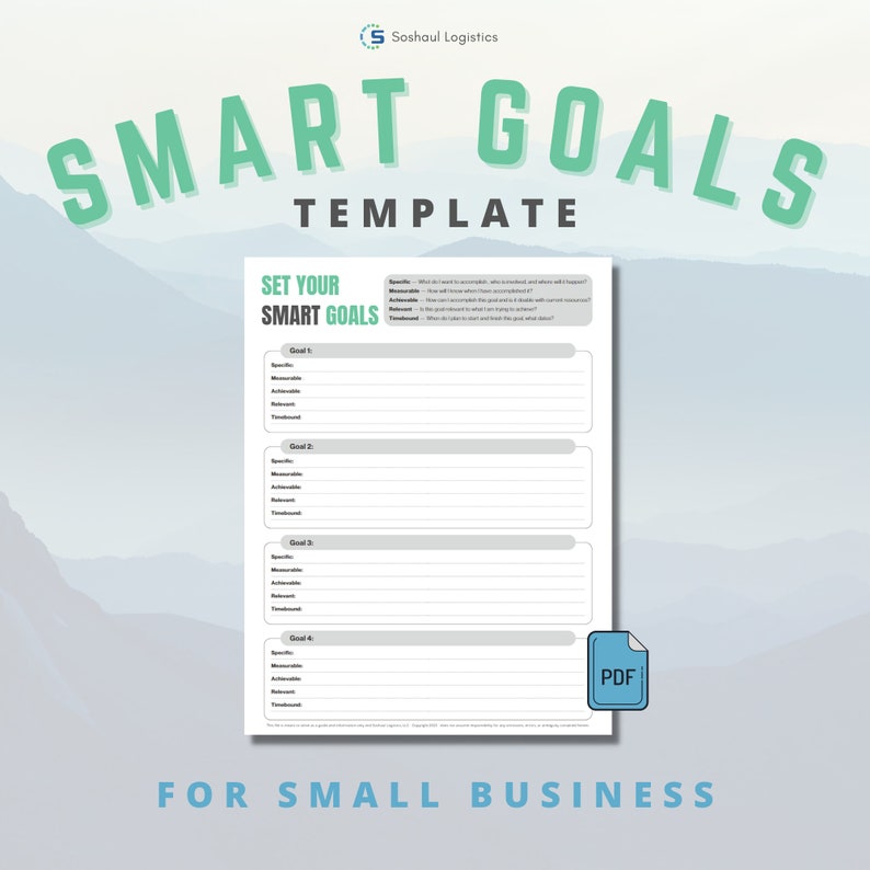 SMART Goals Template for Small Business - Etsy