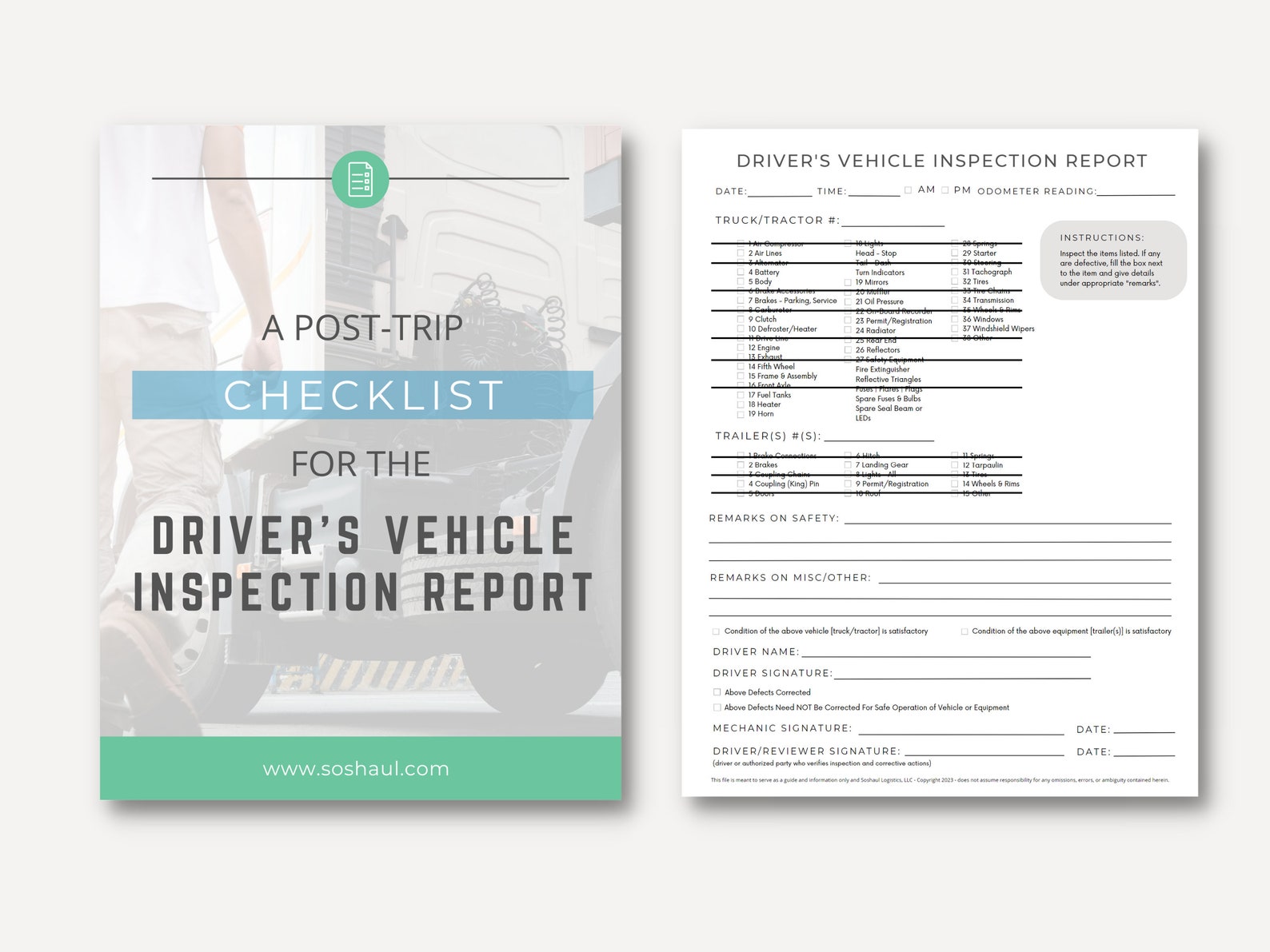The Definitive "all-in-one" Vehicle Inspection Report Checklist Bundle ...