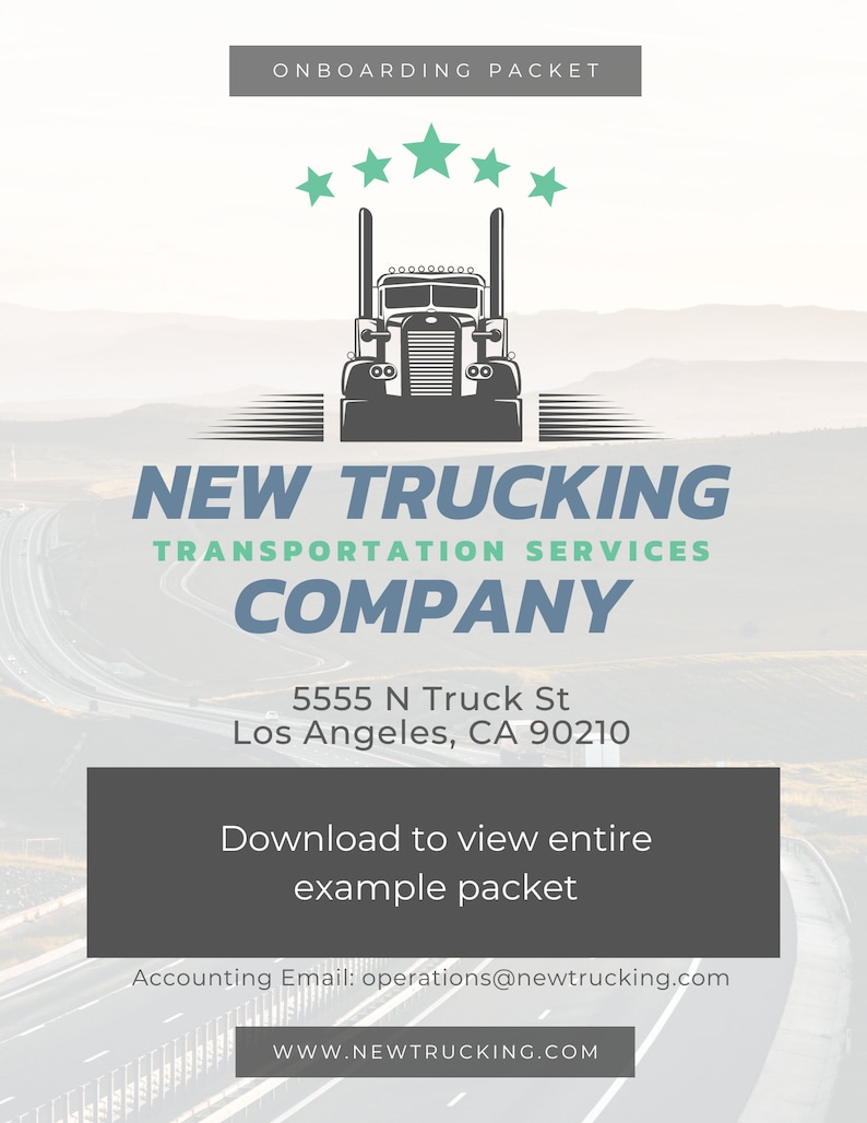 Onboarding Packet Example & Template for a Trucking Business - Etsy