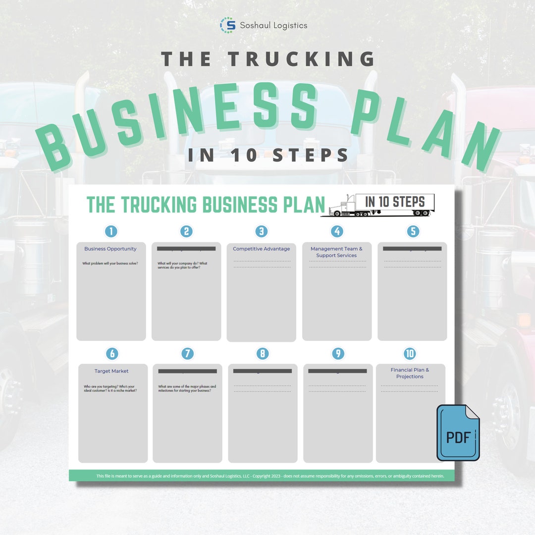 The Trucking Business Plan In 10 Steps Etsy