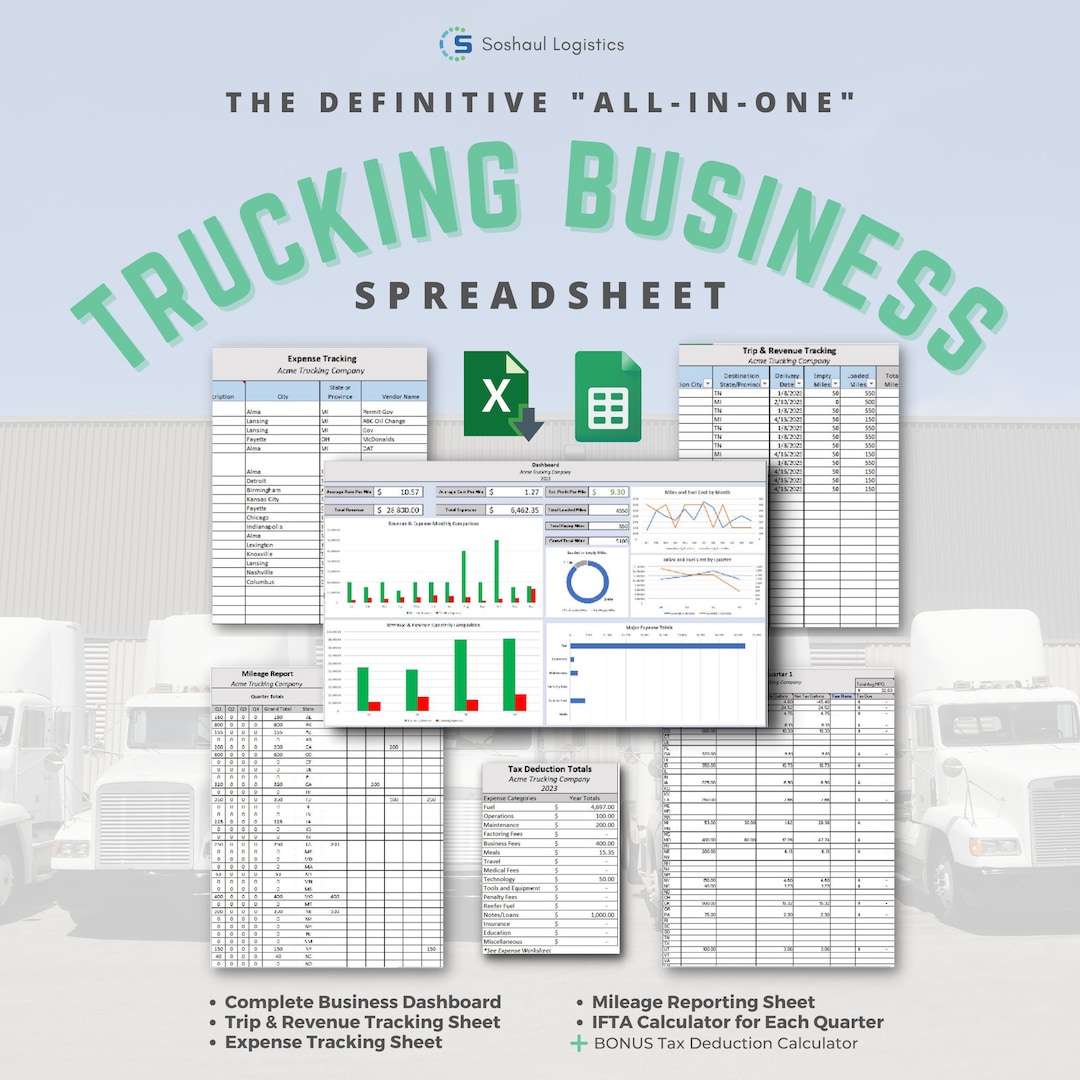 The Definitive "all-in-one" Trucking Business Spreadsheet - Etsy