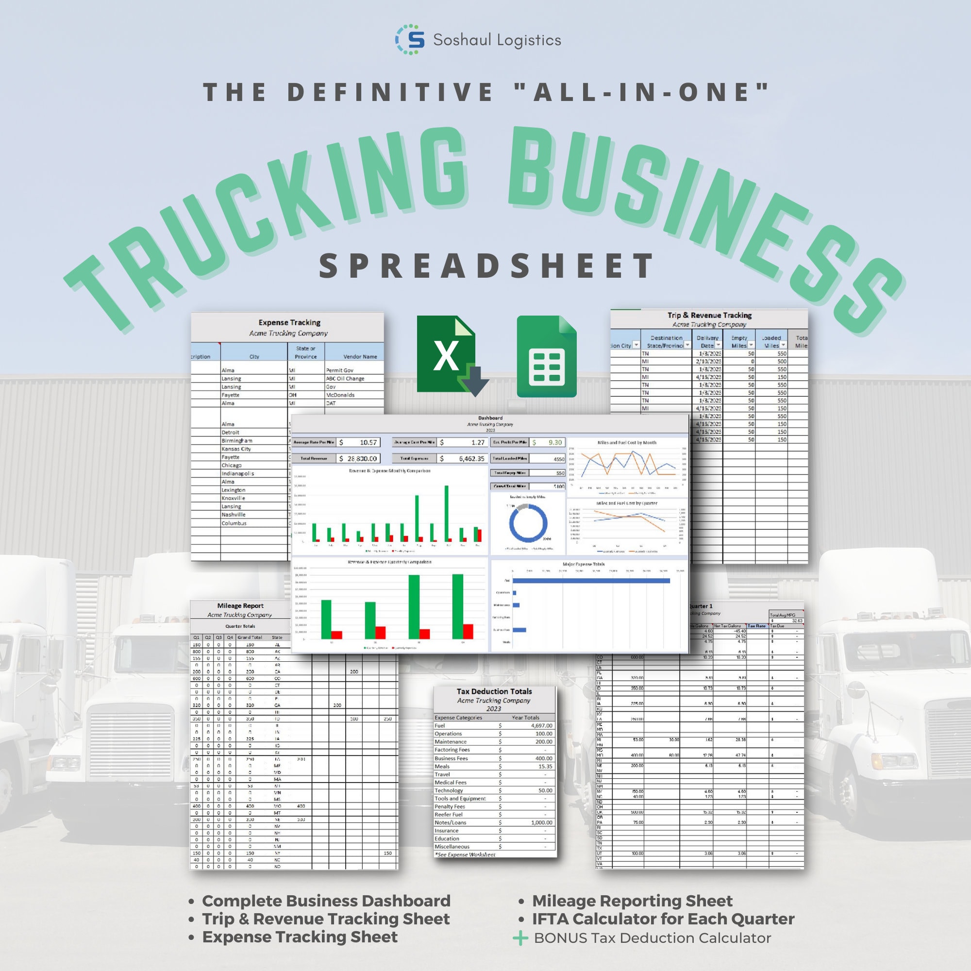 The Definitive "all-in-one" Trucking Business Spreadsheet - Etsy