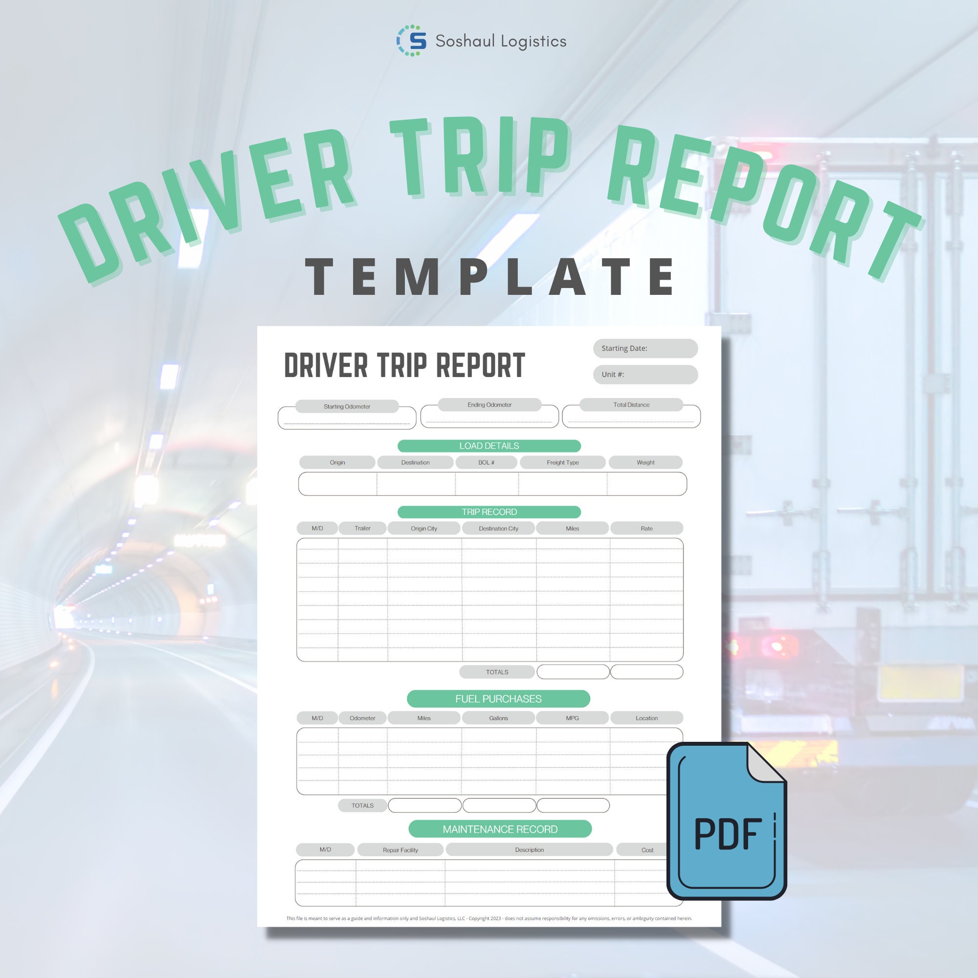 Driver Trip Report Template - Etsy