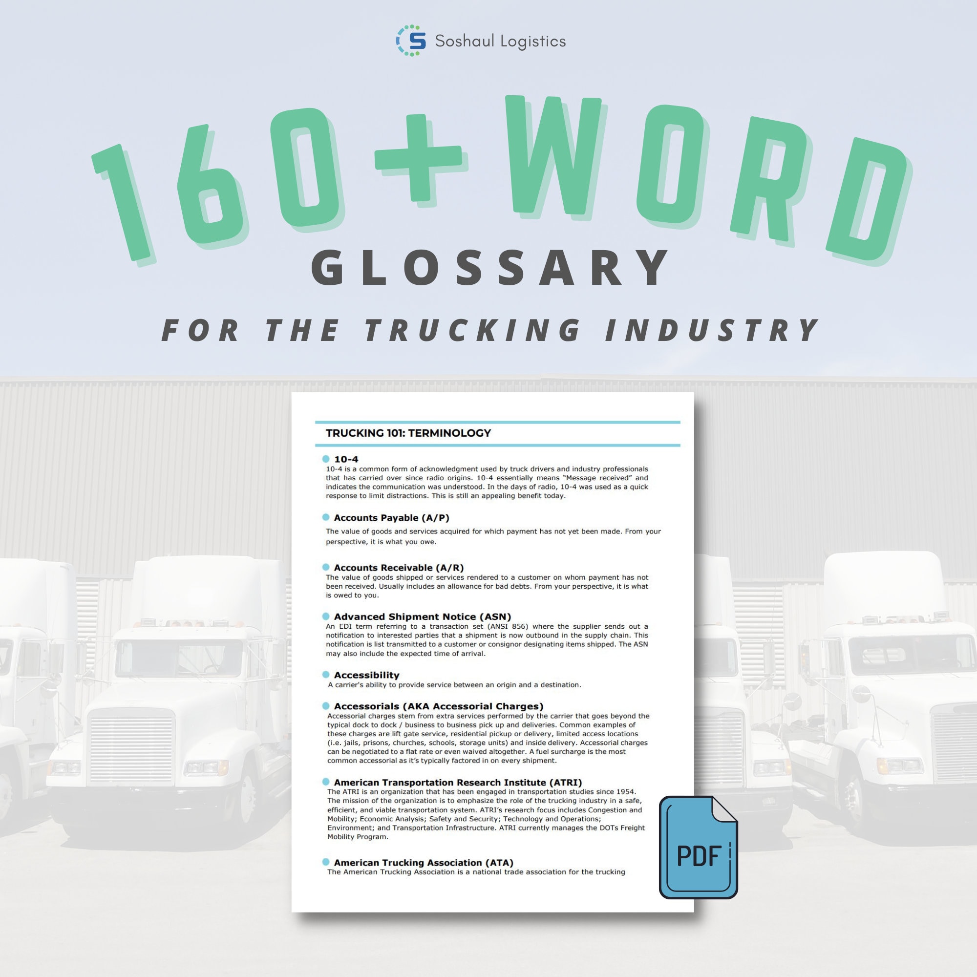 160+ Word Glossary for the Trucking Industry - Etsy