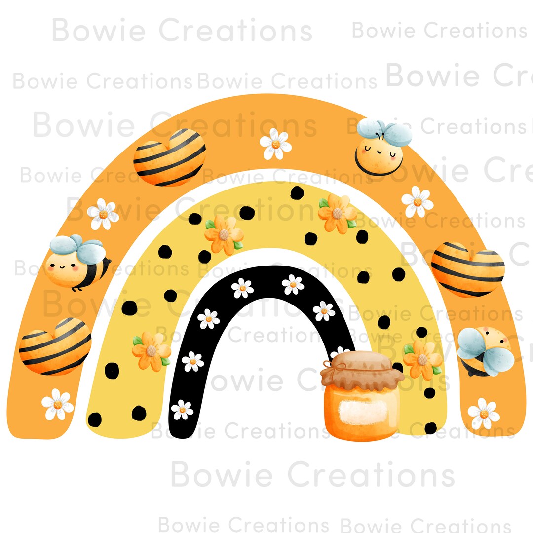 Bee Rainbow PNG Clipart, Honeybee Sublimation File, Bumblebee Rainbow ...