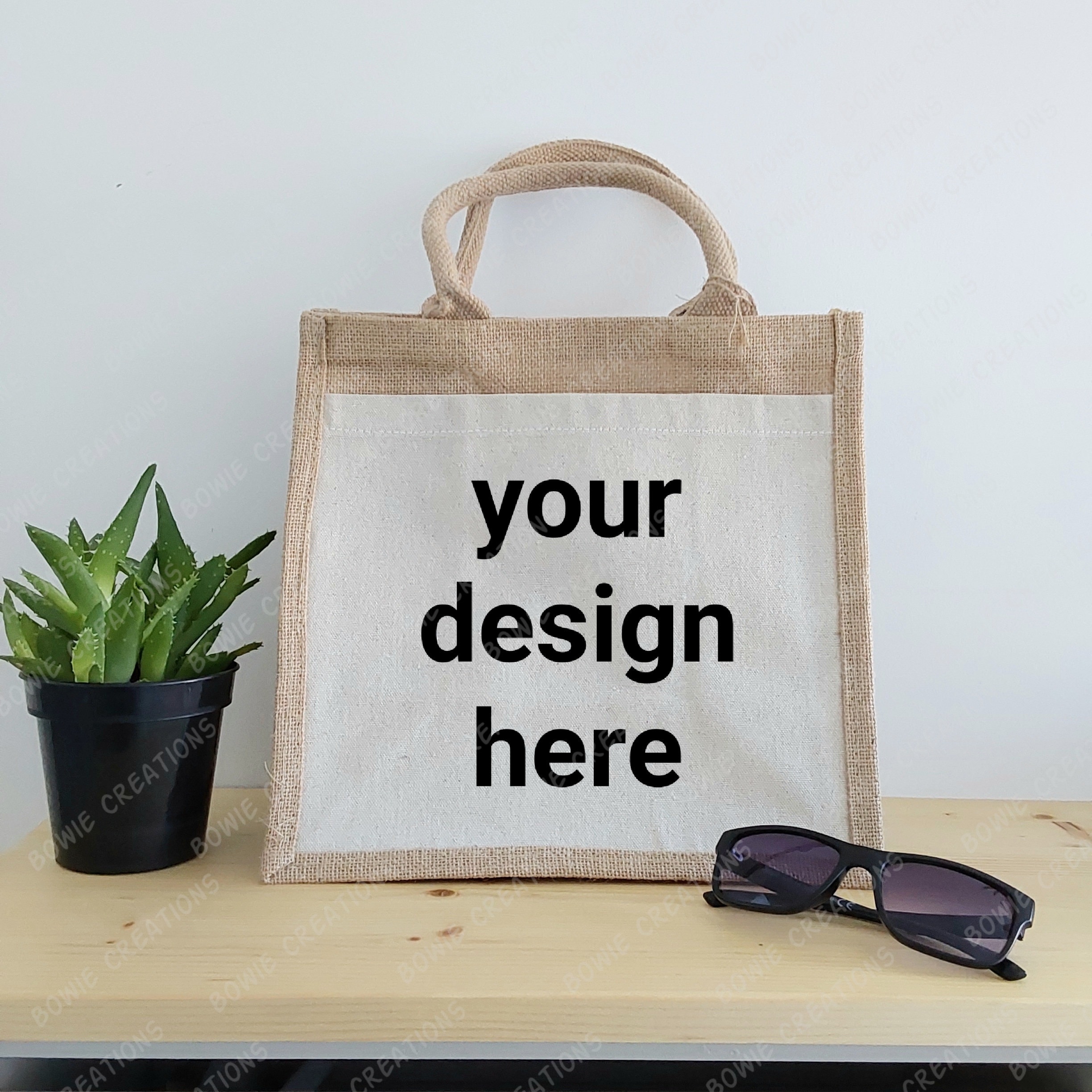 Jute Bag With Canvas Pocket Mockup, Digital Download Jute Tote Bag - Etsy