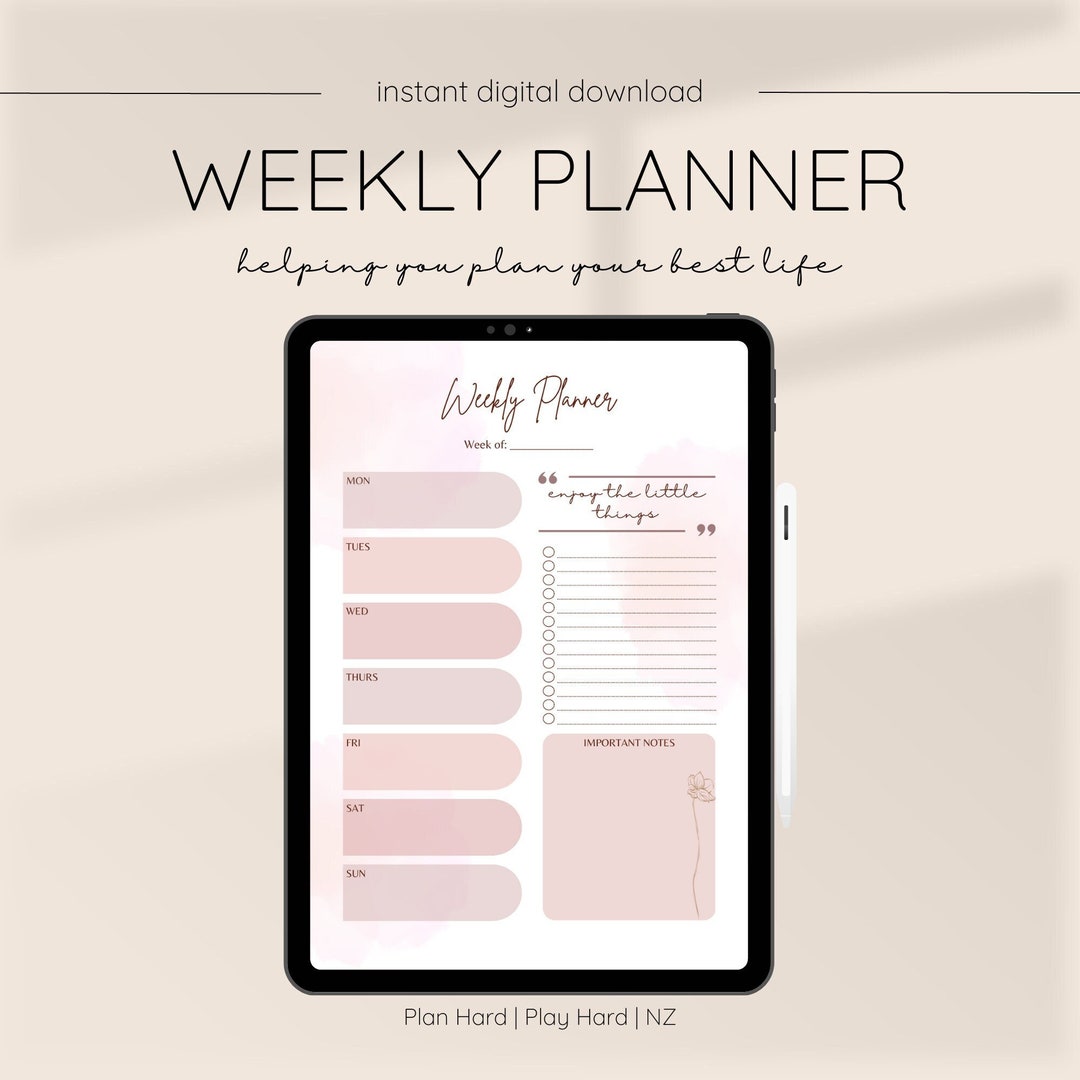 Printable Weekly Planner Digital Planner Work Planner Productivity ...