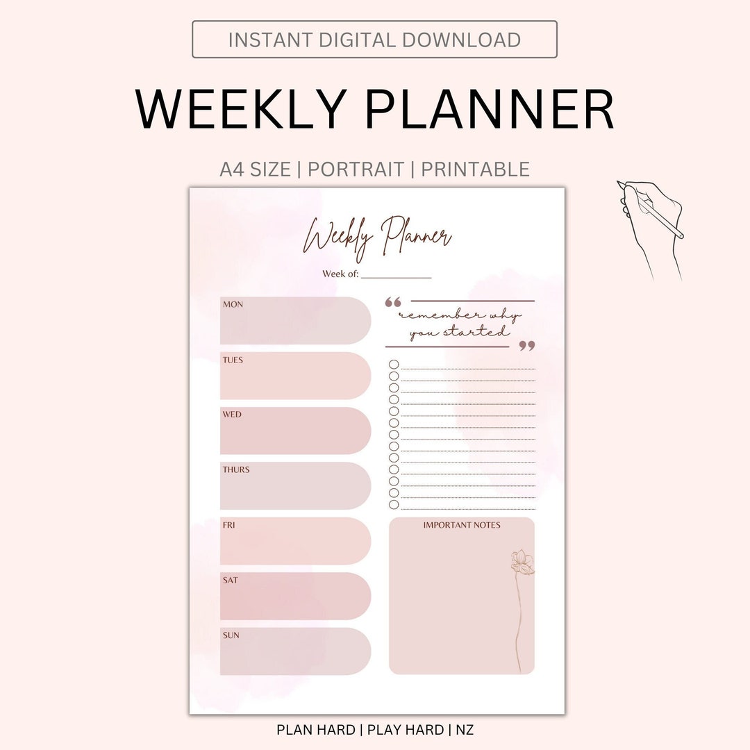 Printable Weekly Planner Digital Planner Work Planner - Etsy