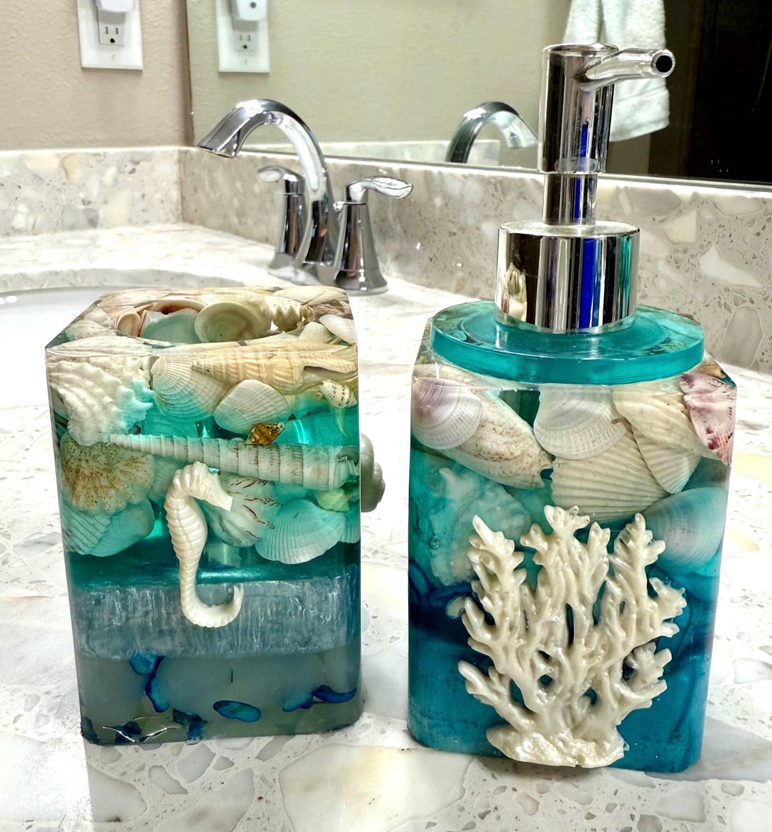 Beach Themed Soap Dispenser / Toothbrush Holder, Custom-made From Real Florida Beach Sand ...