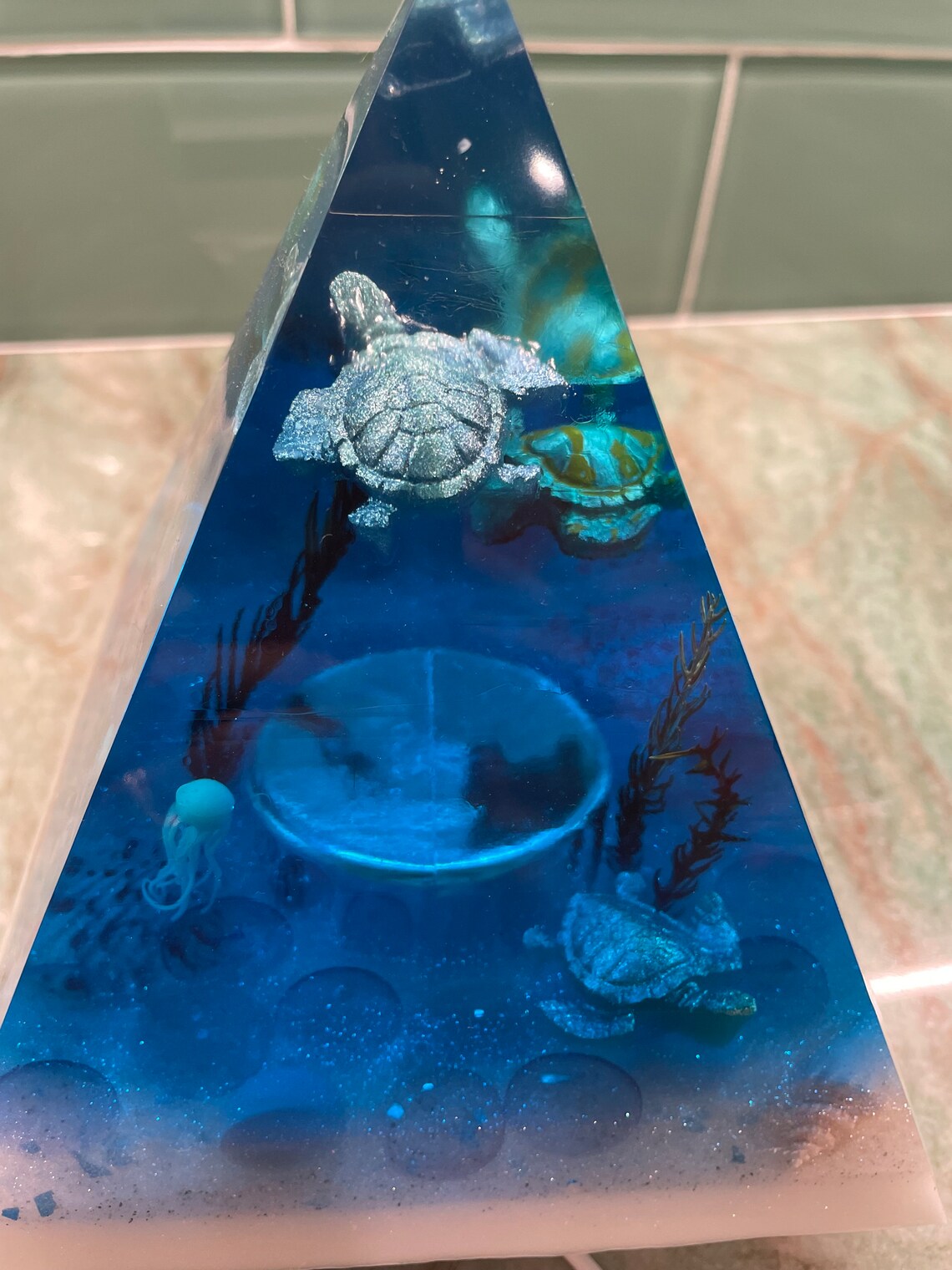 Sea Turtle Deep Ocean Resin Pyramid LED Lamp - Etsy