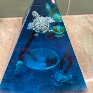 Sea Turtle Deep Ocean Resin Pyramid LED Lamp - Etsy