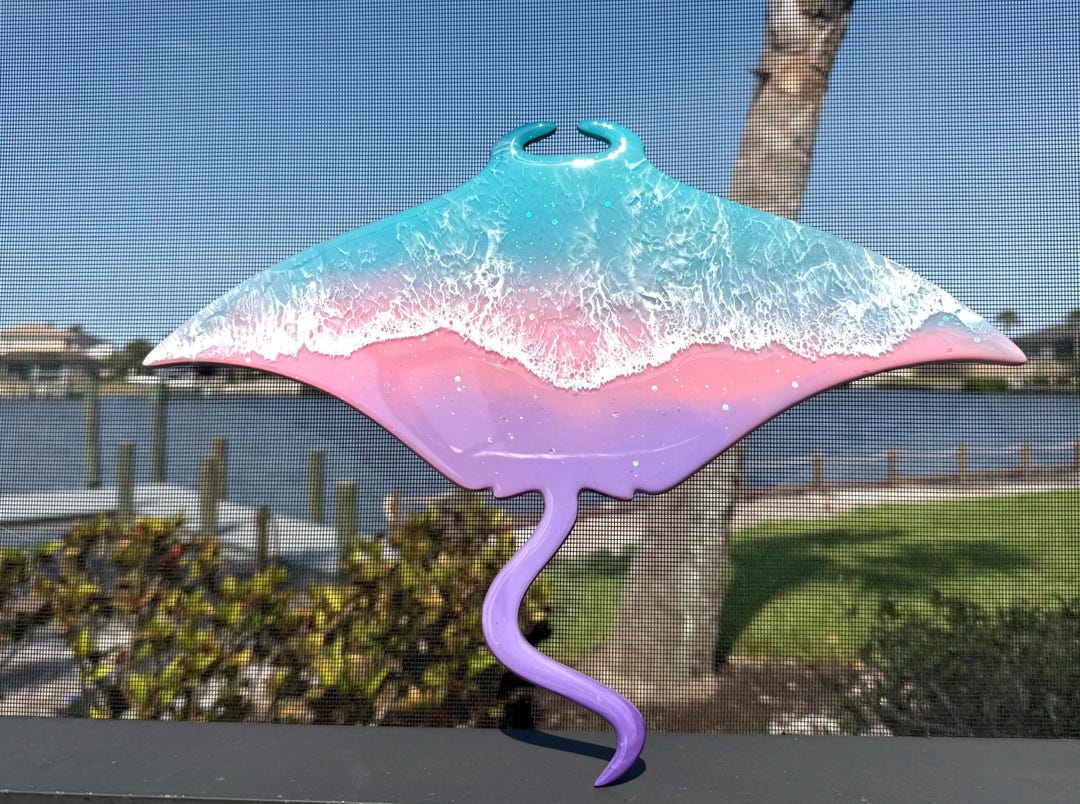 Large Stingray Shaped Resin Ocean Waves Beach Vibes Wall Decor, 16” and ...