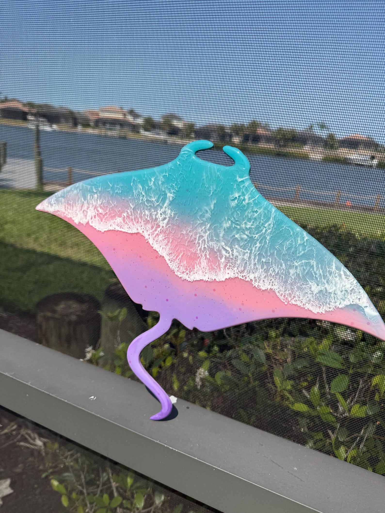 Large Stingray Shaped Resin Ocean Waves Beach Vibes Wall Decor, 16” and ...