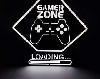 Gamer Zone Game Room 3d Wall Art Led Wall Sign Decoration - Etsy