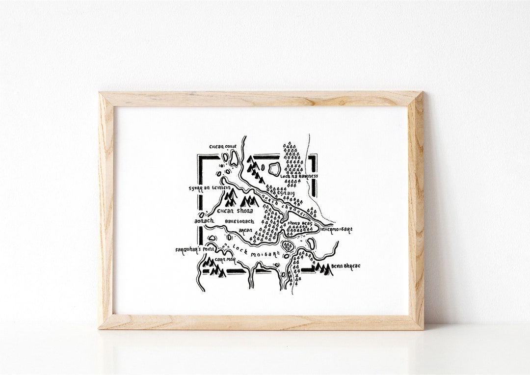 EILEAN SHONA Scotland Map Artwork Hand Drawn Map Art Minimalist Art ...