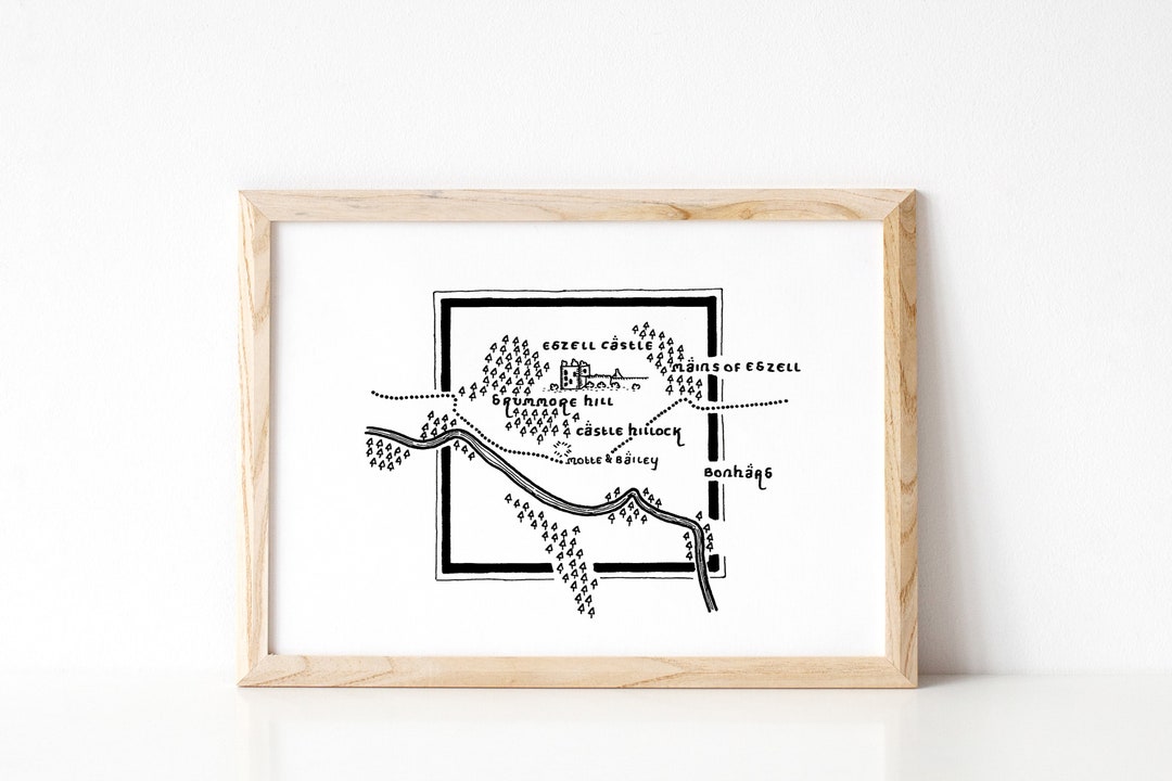 EDZELL CASTLE Angus Scotland Map Artwork Hand Drawn Map Art Minimalist ...