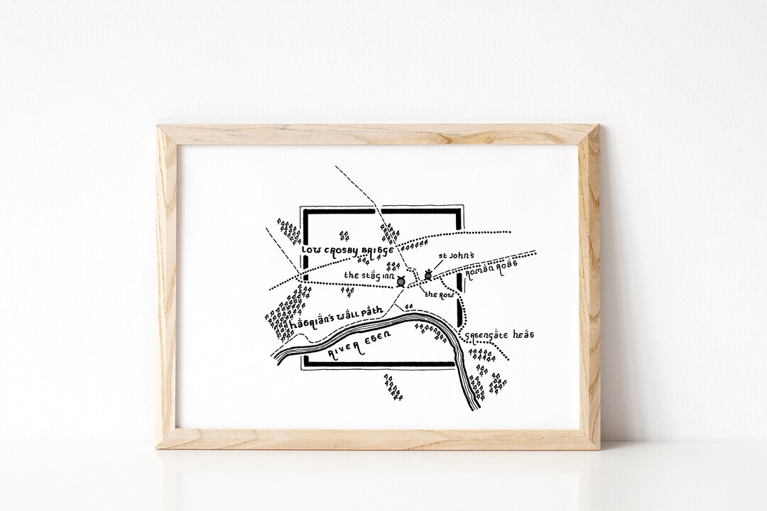 LOW CROSBY BRIDGE Cumbria Map Artwork Hand Drawn Map Art Minimalist Art ...