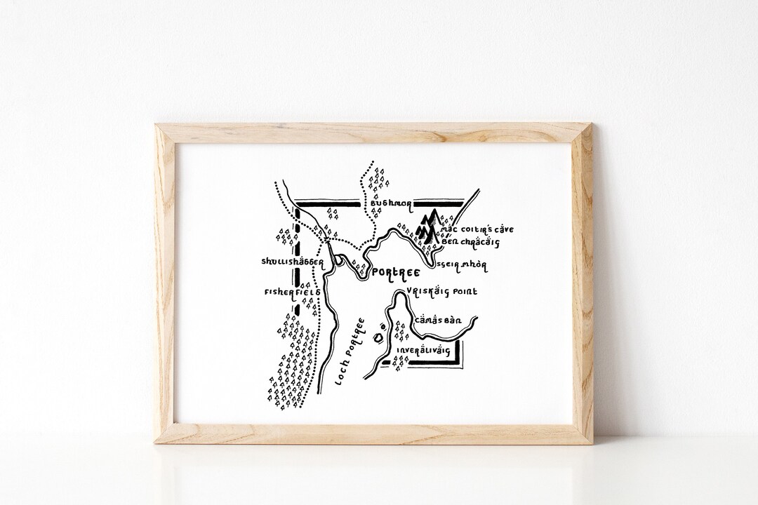 PORTREE Isle of Skye Artwork Hand Drawn Map Art Minimalist Art Wall Art ...