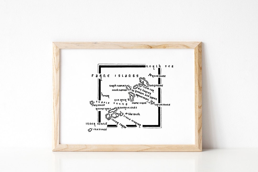 FARNE ISLANDS Northumberland Map Artwork Hand Drawn Map Art Minimalist ...