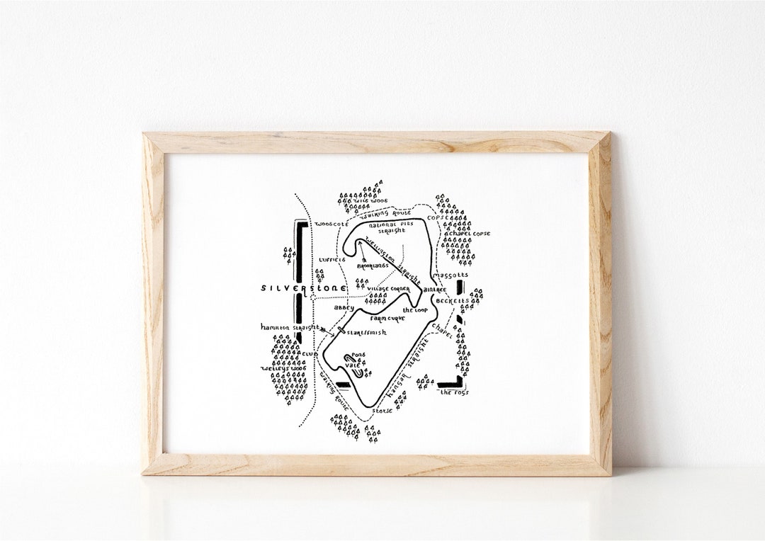 SILVERSTONE RACE CIRCUIT Original Drawing Formula 1 Map Artwork Hand ...