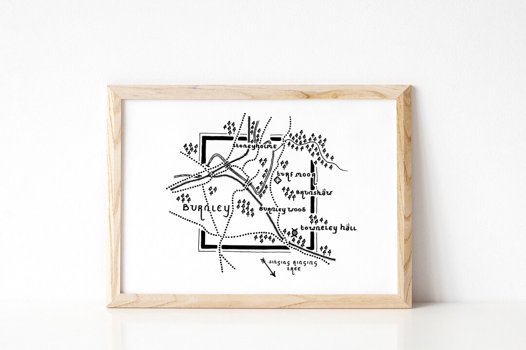BURNLEY Lancashire Map Artwork Hand Drawn Map Art Minimalist Art Wall ...