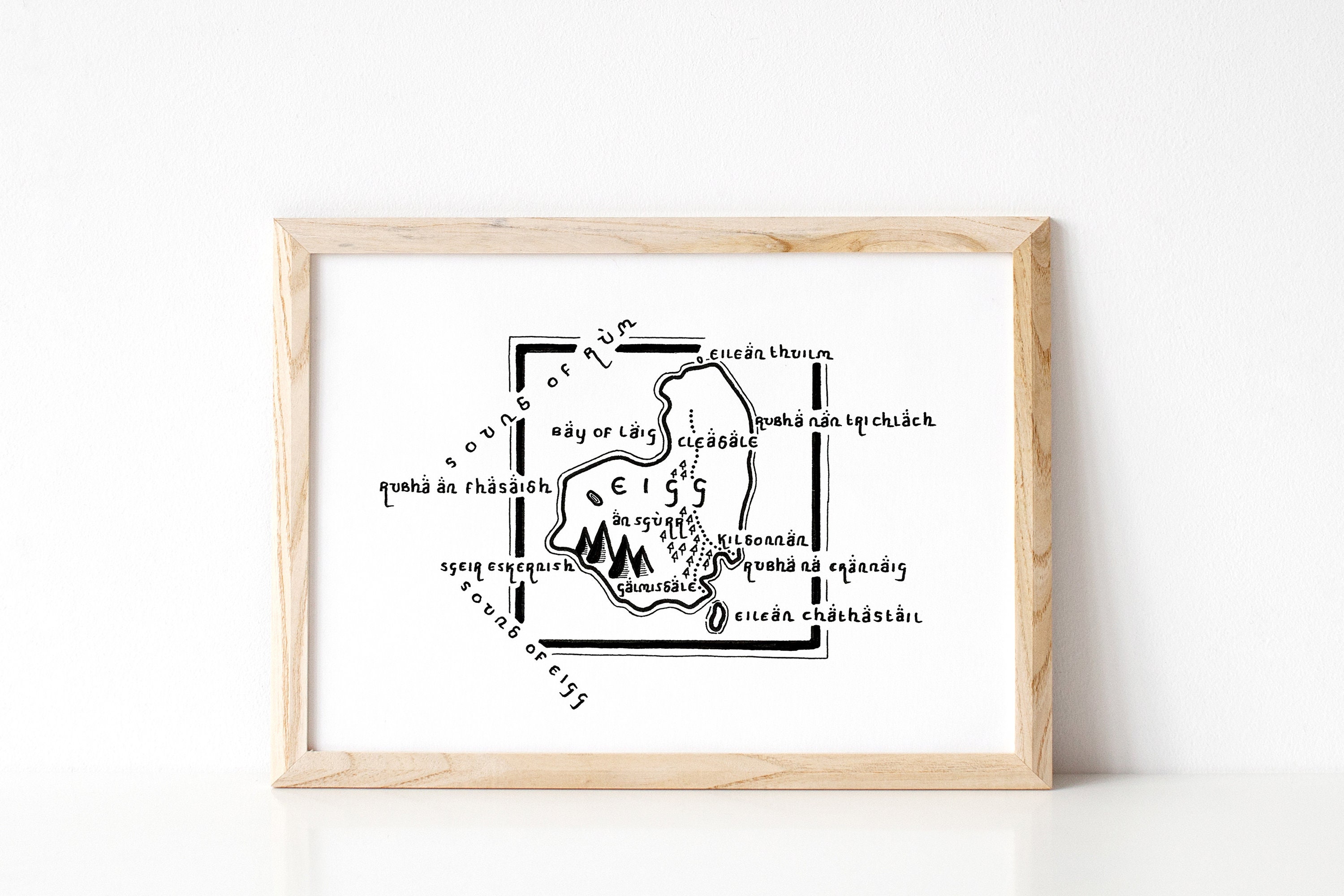 ISLE OF EIGG Scotland Map Artwork Hand Drawn Map Art Minimalist Art ...
