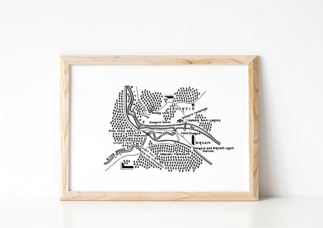 DUNKELD Scotland Map Artwork Hand Drawn Map Art Minimalist Art Wall Art ...