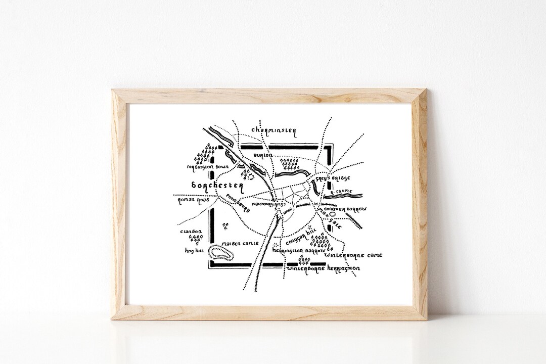 DORCHESTER Dorset Map Artwork Hand Drawn Map Art Minimalist Art Wall ...