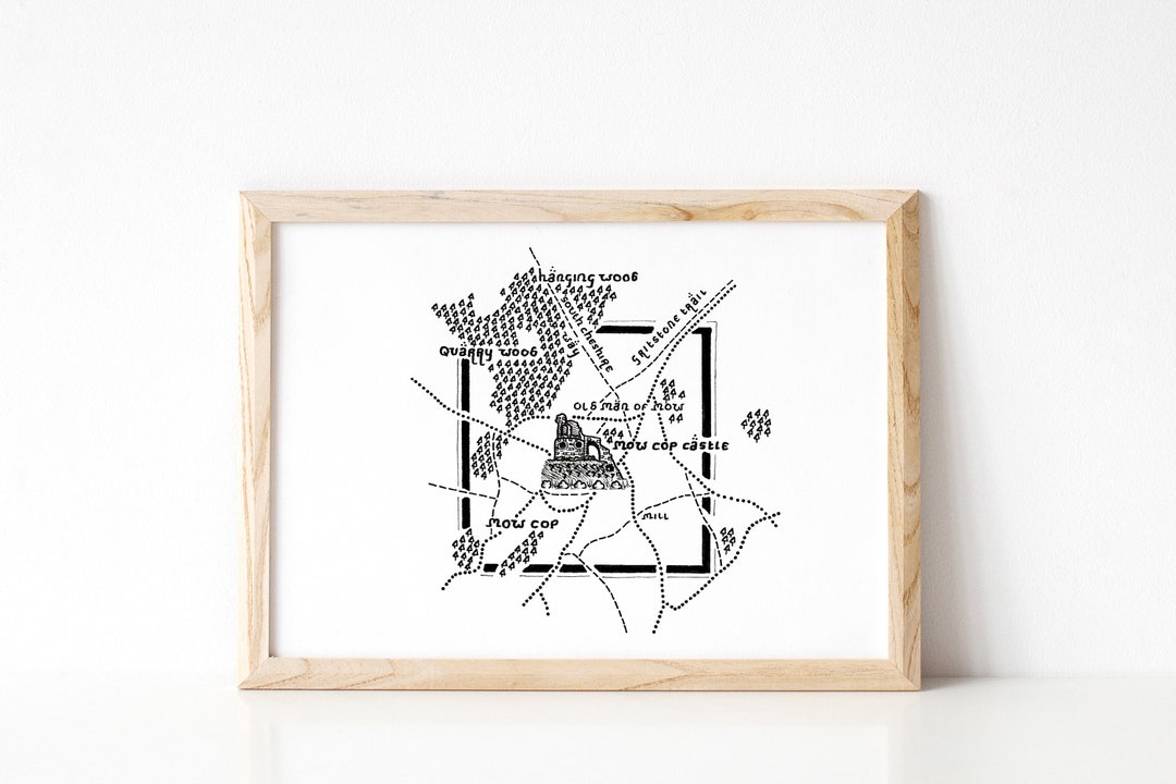 MOW COP CASTLE Cheshire Map Artwork Hand Drawn Map - Etsy