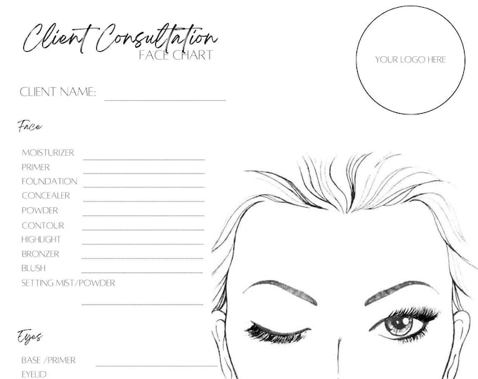 Makeup Face Chart, Face Chart Practice Sheets, Printable Make up Practice Sheets, Blank Face ...