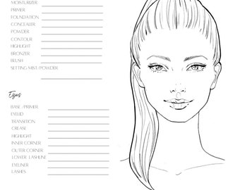 Makeup Face Chart, Face Chart Practice Sheets, Printable Make up ...