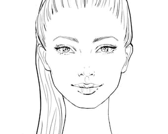 Makeup Face Chart, Face Chart Practice Sheets, Printable Make up ...