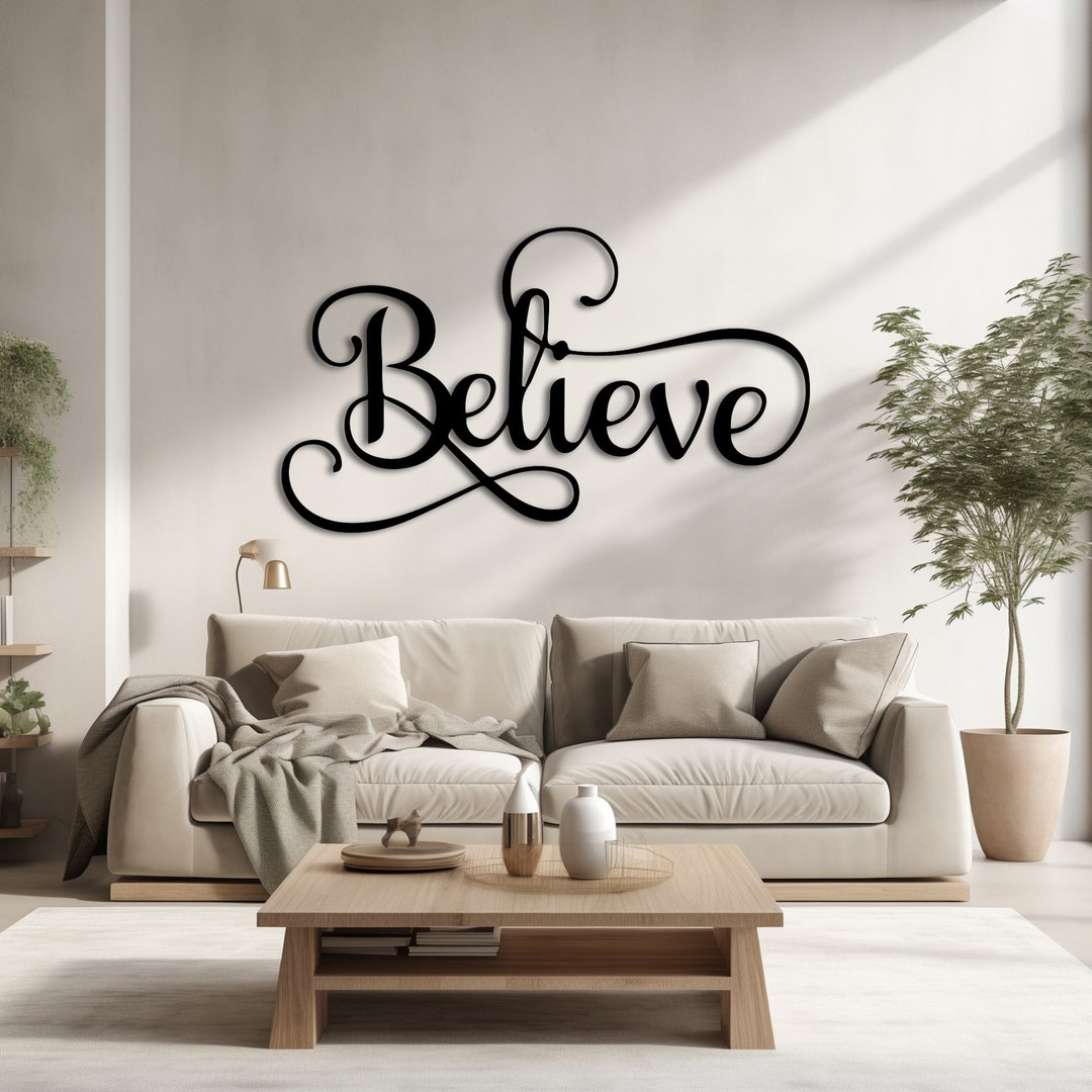 Believe Text Metal Wall Art, Believe Metal Word Art, Script Metal Wall ...